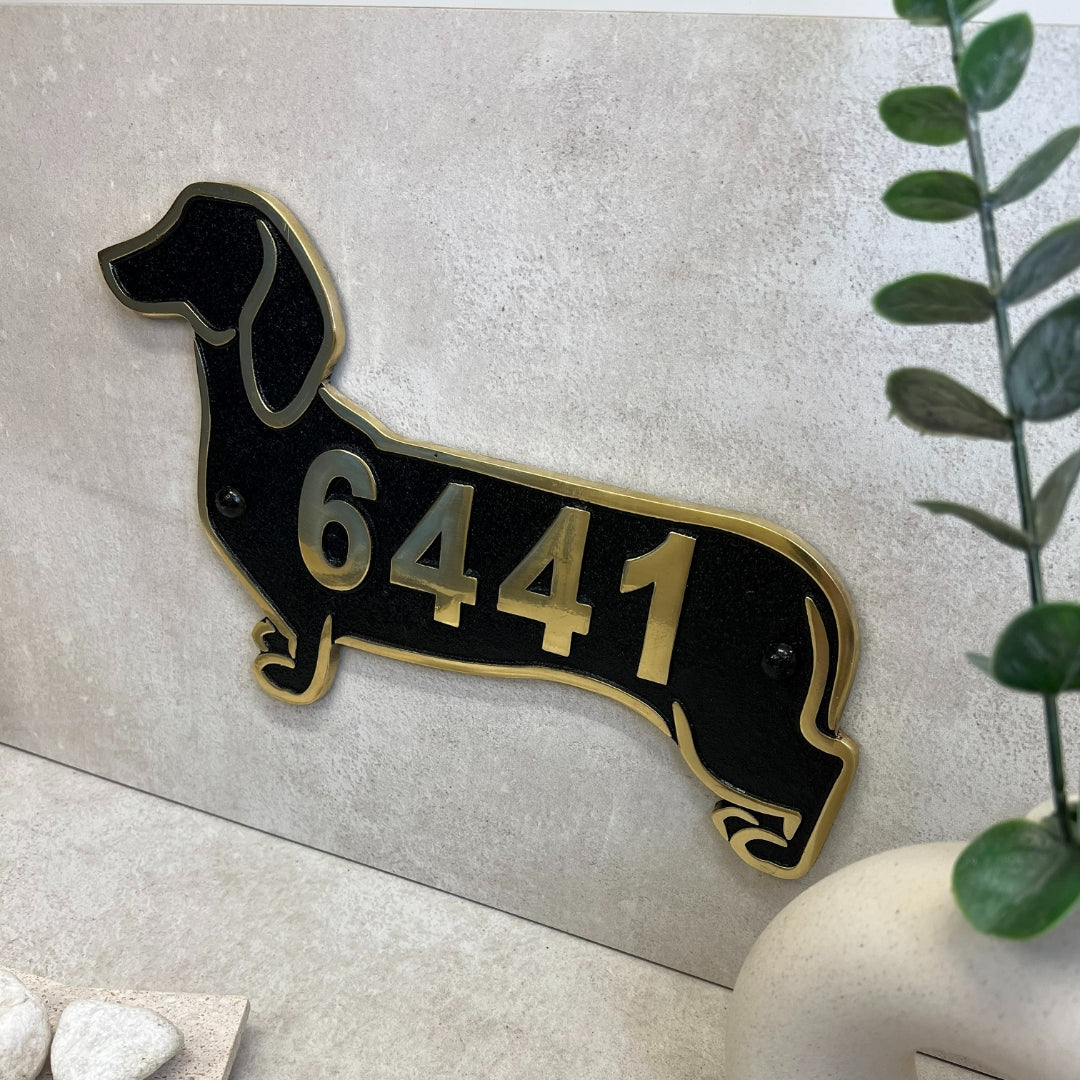 Dachshund House Number Sign- Door Number Signs, Dog Plaques – The Metal ...