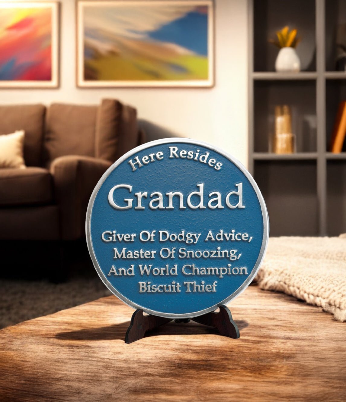 Ornamental Small Blue Heritage Plaque For Grandad Gift – The Metal Foundry