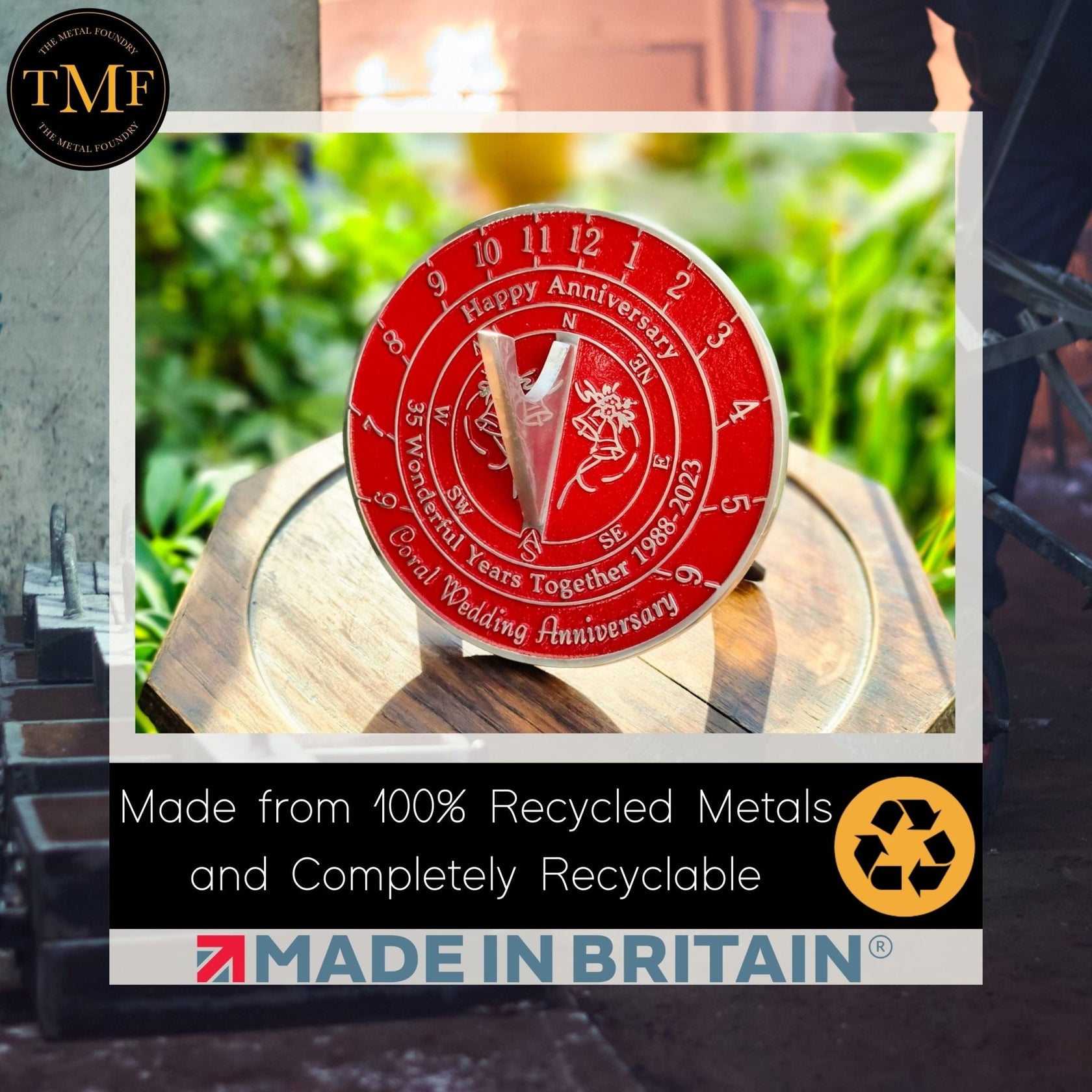 Coral 35th Wedding Anniversary Sundial- Wedding Anniversary Gift – The ...